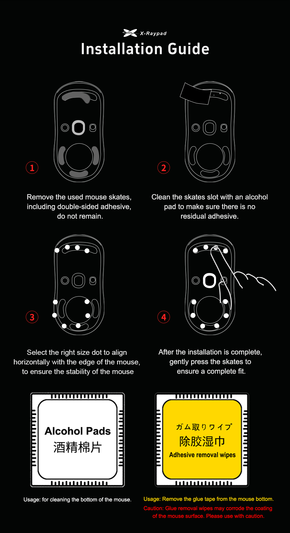 Obsidian Air DIY Mouse Skates – Universal Dots – X-raypad US